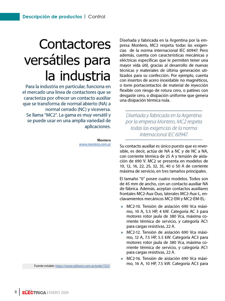 Montero 20240214 Contactores Versatiles para La Industria | PDF