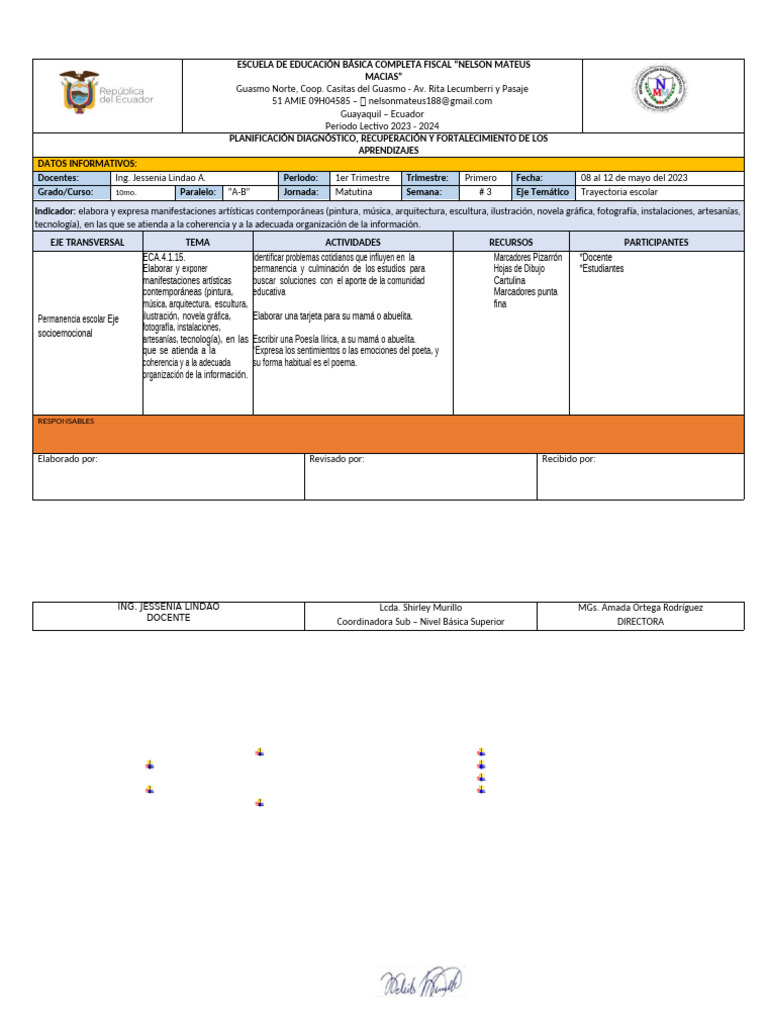 PLANIFICACION - 8vo 9NO 10MO ECA TERCERA SEMANA | PDF