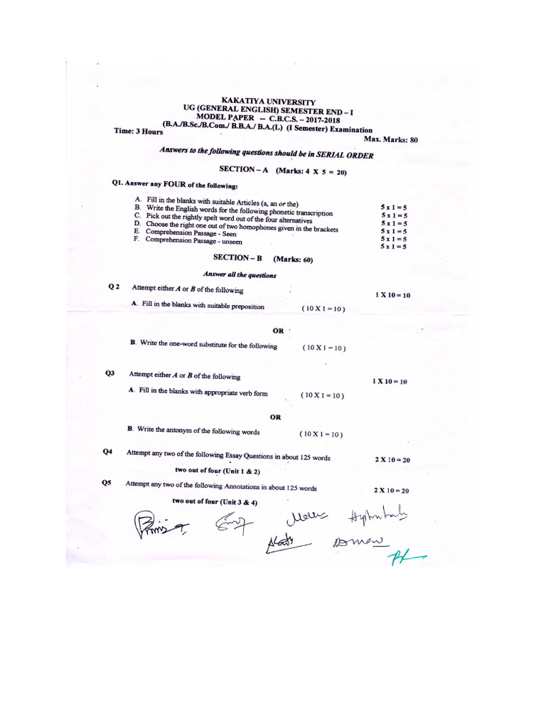 English CBCS 2017 18 | PDF