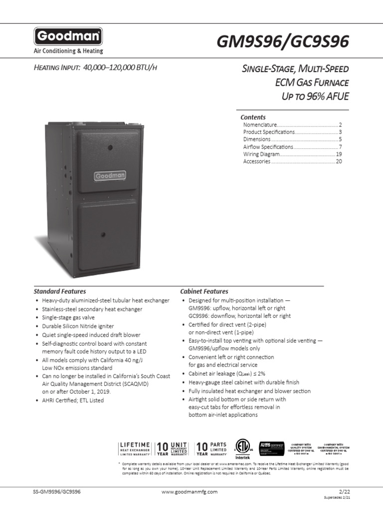 GM9S96 GC9S96 Spec Sheet | PDF