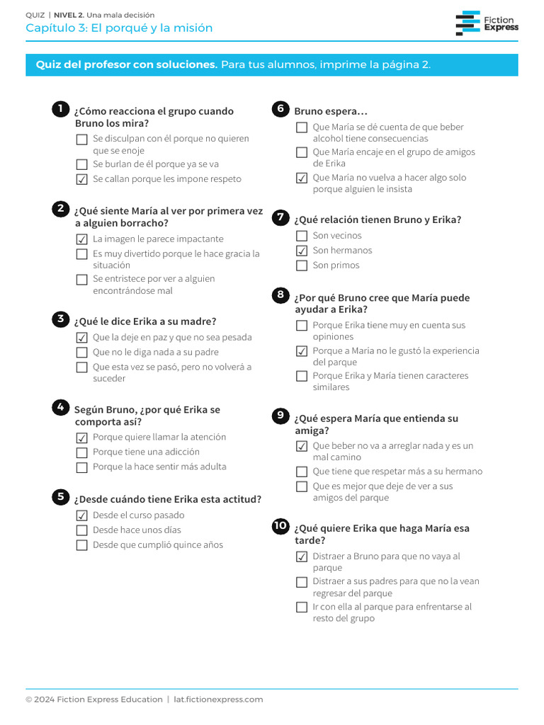 Quiz Una Mala Decision Capitulo 3 | PDF