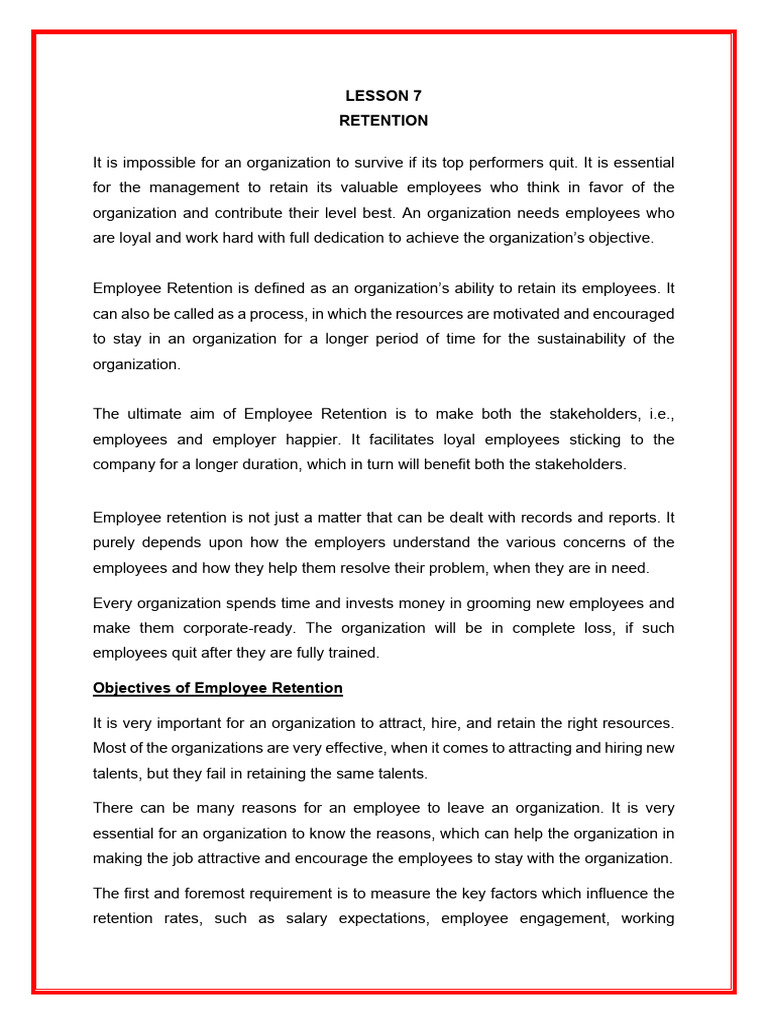 Lesson 7 - Retention | PDF