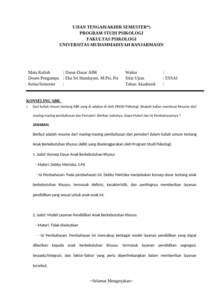 Soal Uas Abk Umb 2024 | PDF