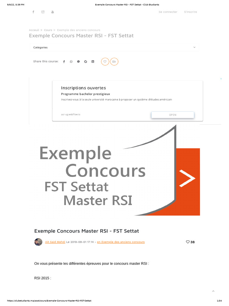Exemple-Concours-Master-RSI-FST-Settat-1 | PDF