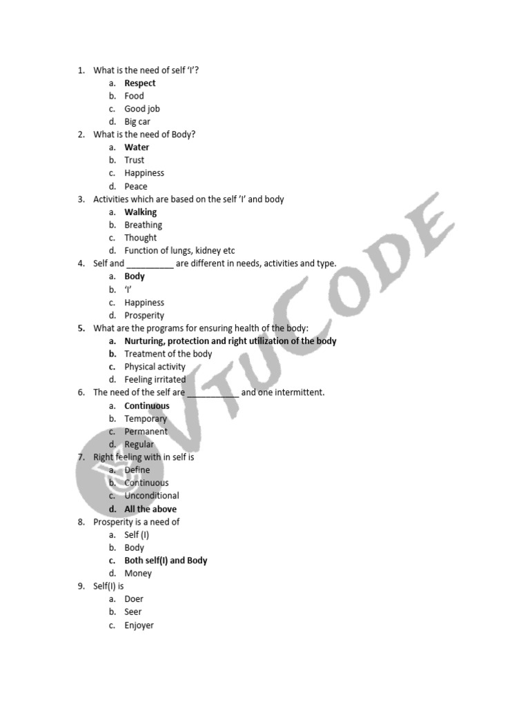 @vtucode.c0m Module 2 MCQ UHV | PDF