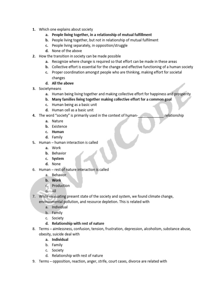 @vtucode.c0m Module 4 MCQ UHV | PDF