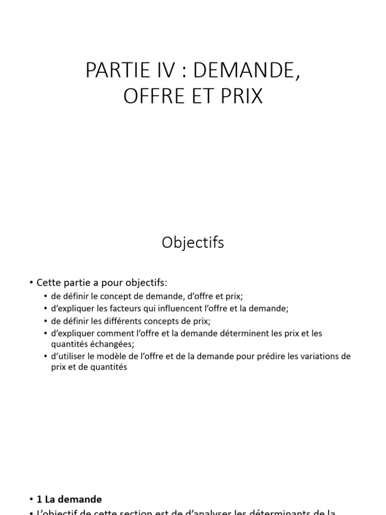 Partie IV Demande, Offre Et Prix | PDF
