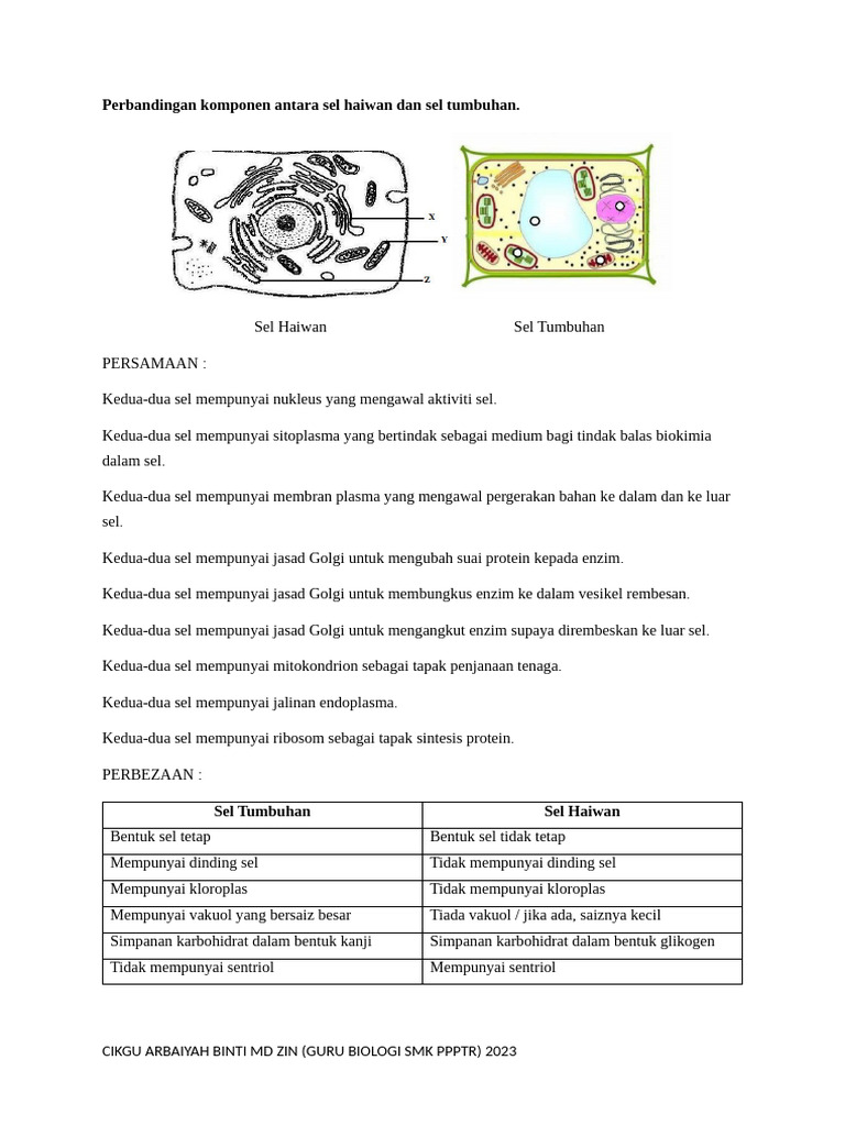 Nota Perbandingan Biologi SPM | PDF