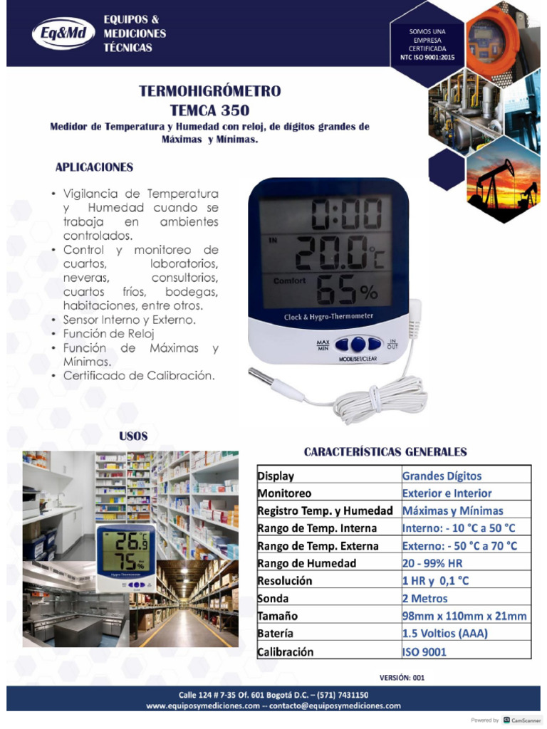 Termohigrometro Temca 350 | PDF