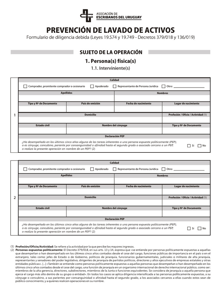 AEU - Formulario de Diligencia Debida | PDF