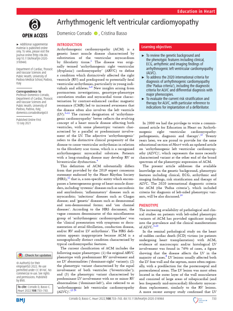 CMR Padua Criteria Arvc Alvc | PDF