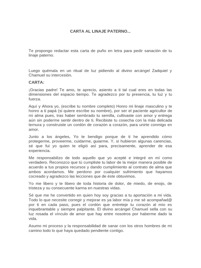 Carta Al Linaje Paterno | PDF