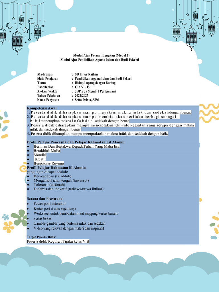 Biru Oranye Kreatif Doodle Cover Modul Ajar Dokumen A4 | PDF