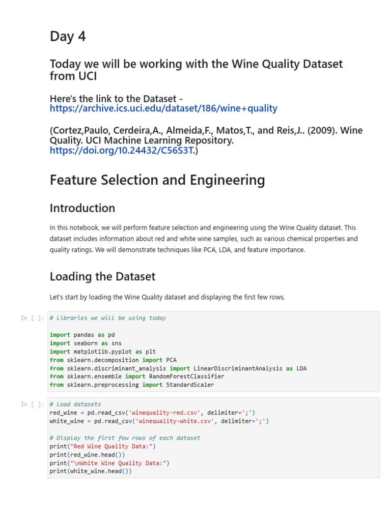 Today We Will Be Working With The Wine Quality Dataset From UCI | PDF