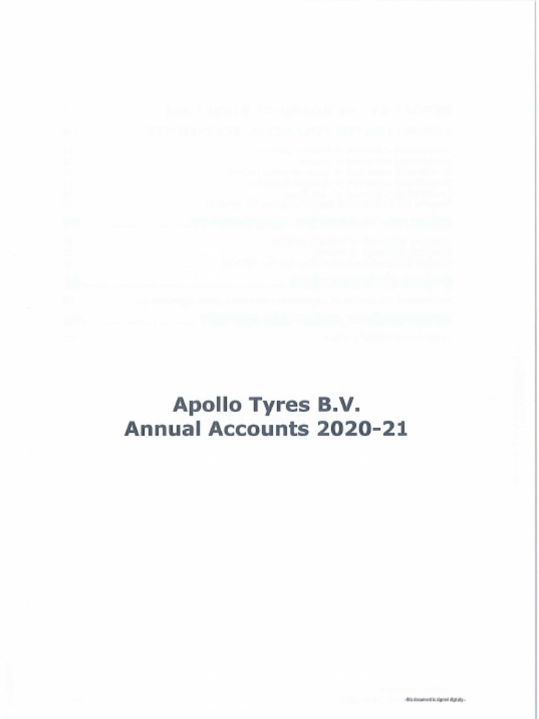 Apollo Tyres BV Signed | PDF