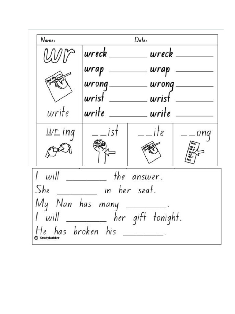 WR Diagraph Worksheet | PDF