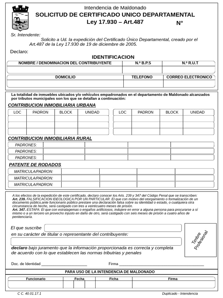 Formulario de CUD | PDF