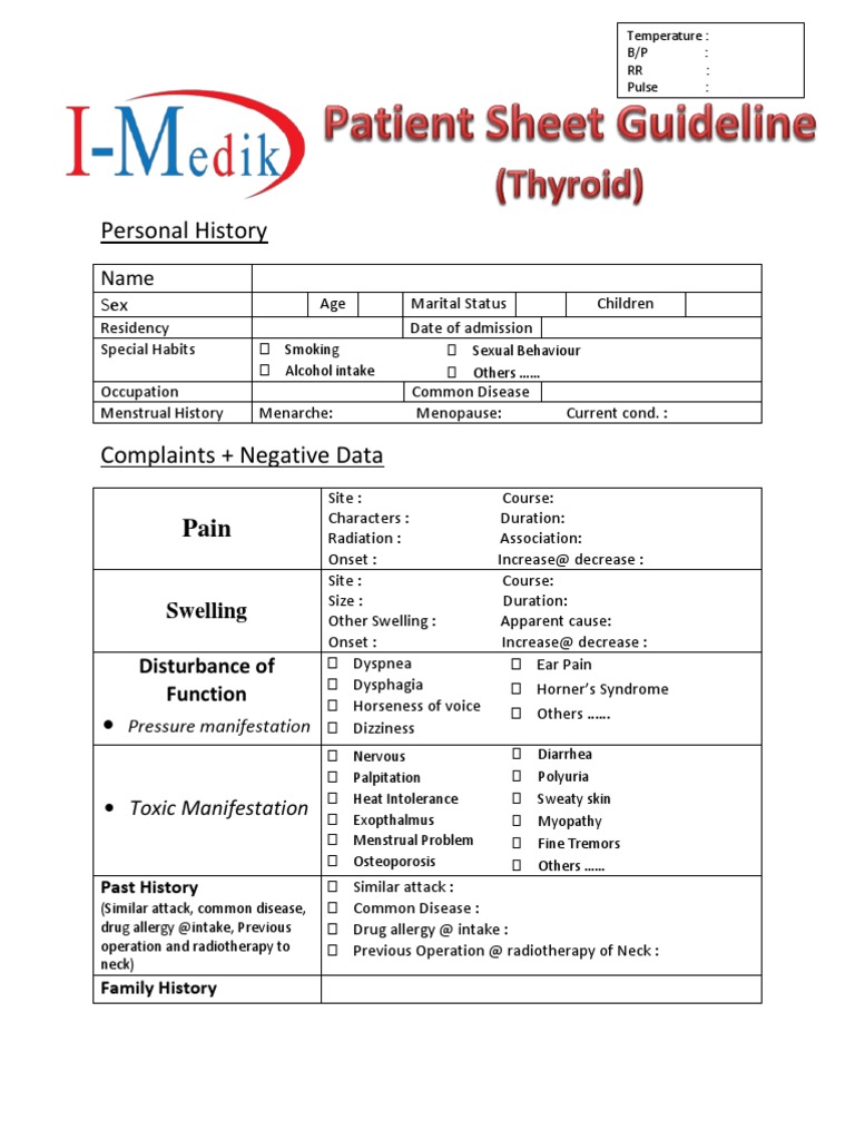 Thyroid Patient History and Examination Guide | PDF | Social Science ...
