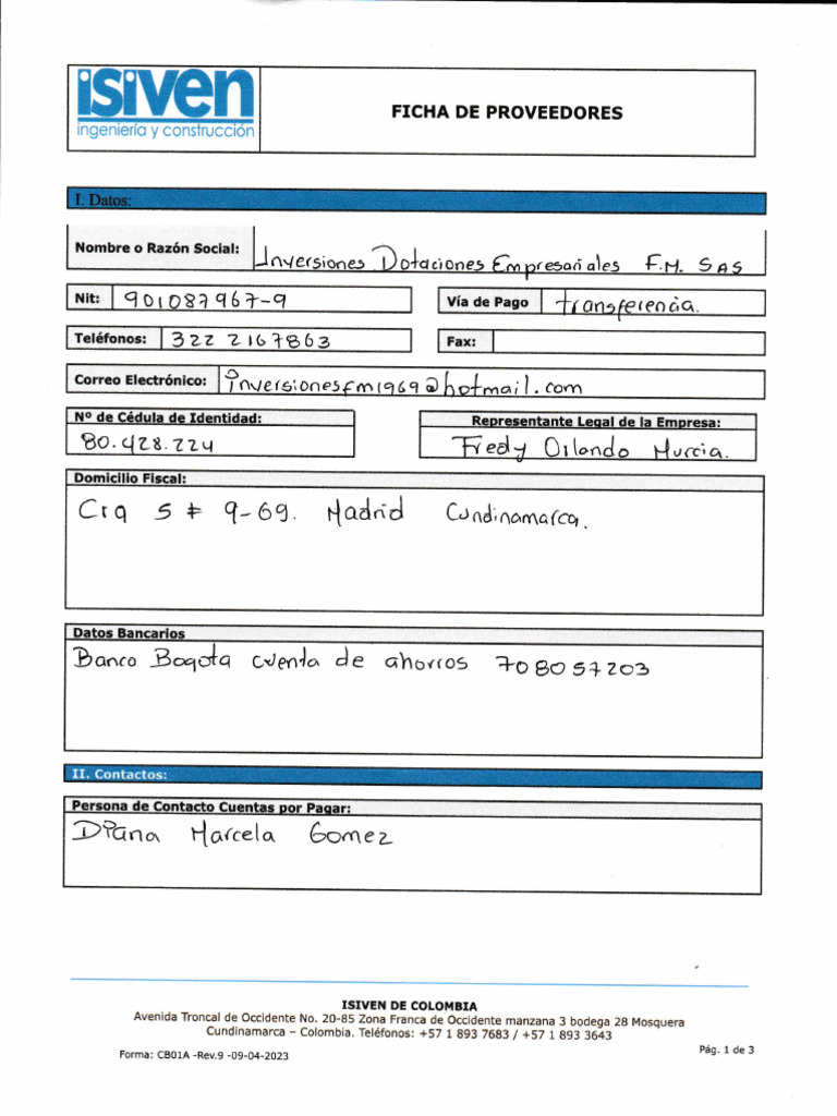 Ficha de Proveedores1 | PDF