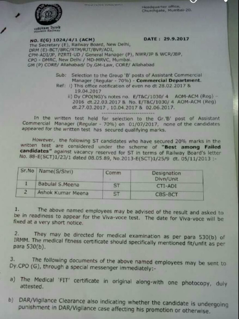 Best Among Failed ST Candidates - Railway | PDF