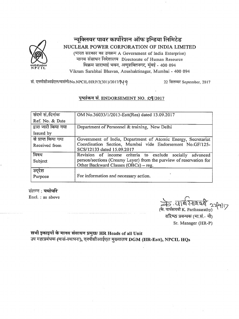 OBC Creamy Layer 8 Lakh Order | PDF