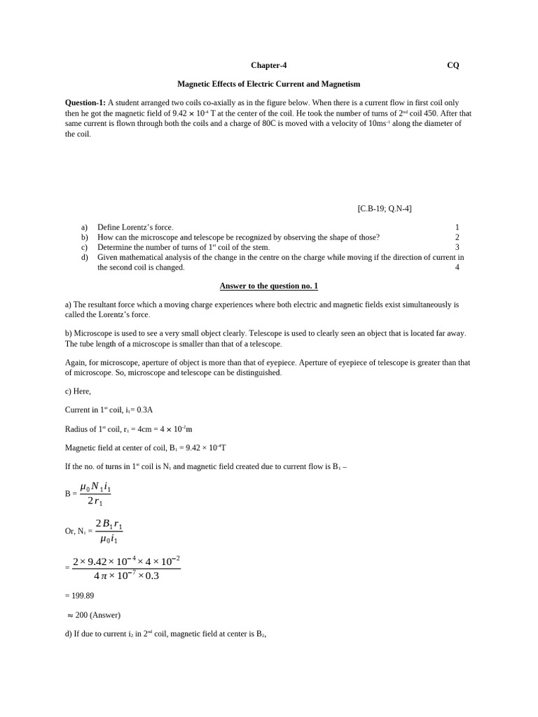Chapter-4 Magnetic Effects of Electric Current and Magnetism | PDF