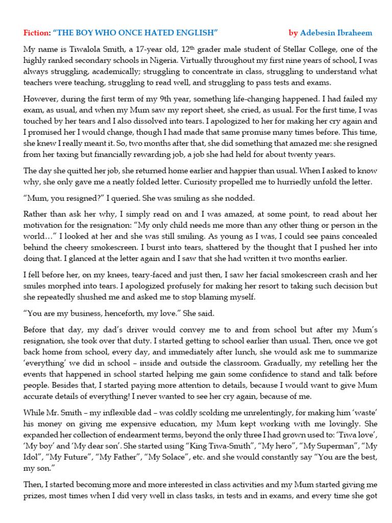 The Boy Who Once Hated English | PDF