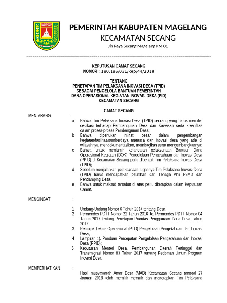 Contoh SK TPID | PDF