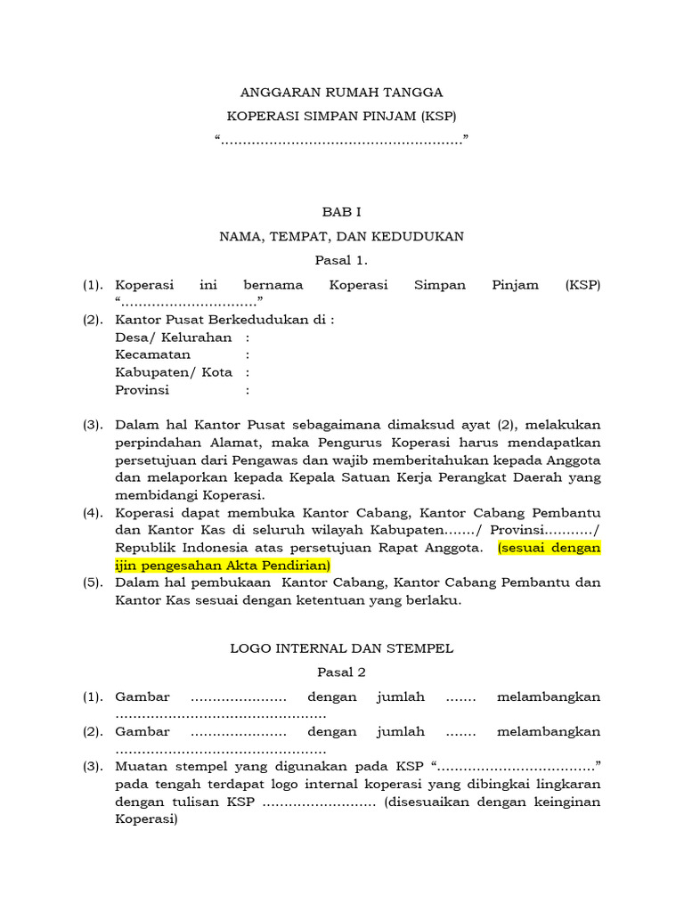 Contoh ART KSP | PDF