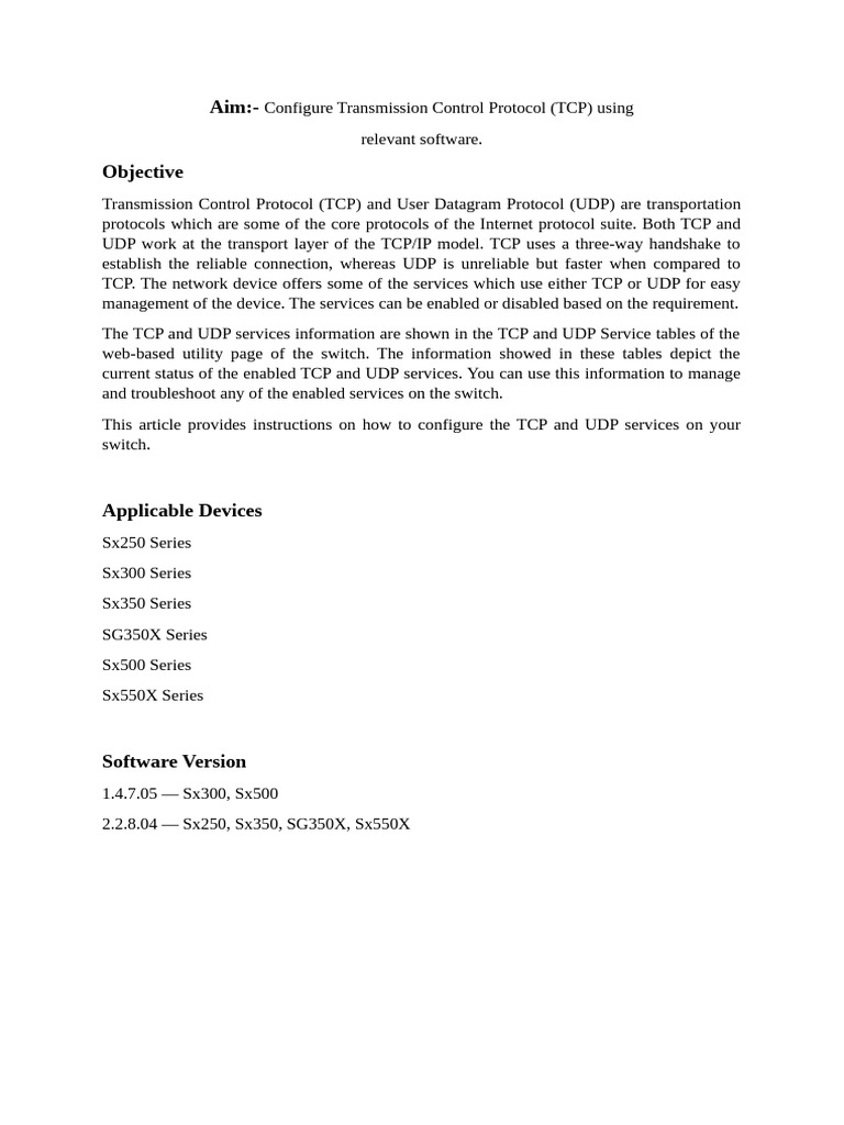 Configure Transmission Control Protocol (TCP) | PDF