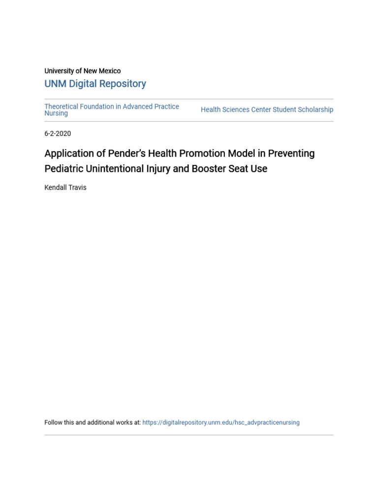 Application of Pender - S Health Promotion Model in Preventing Pedi | PDF