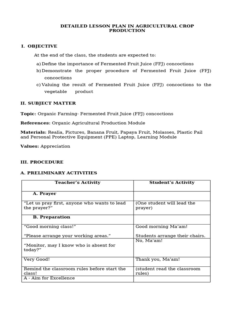 101 A Detailed Lesson Plan in Agricultural Crop Produc.11 | PDF