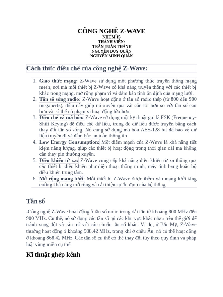CÔNG NGHỆ Z-WAVE | PDF