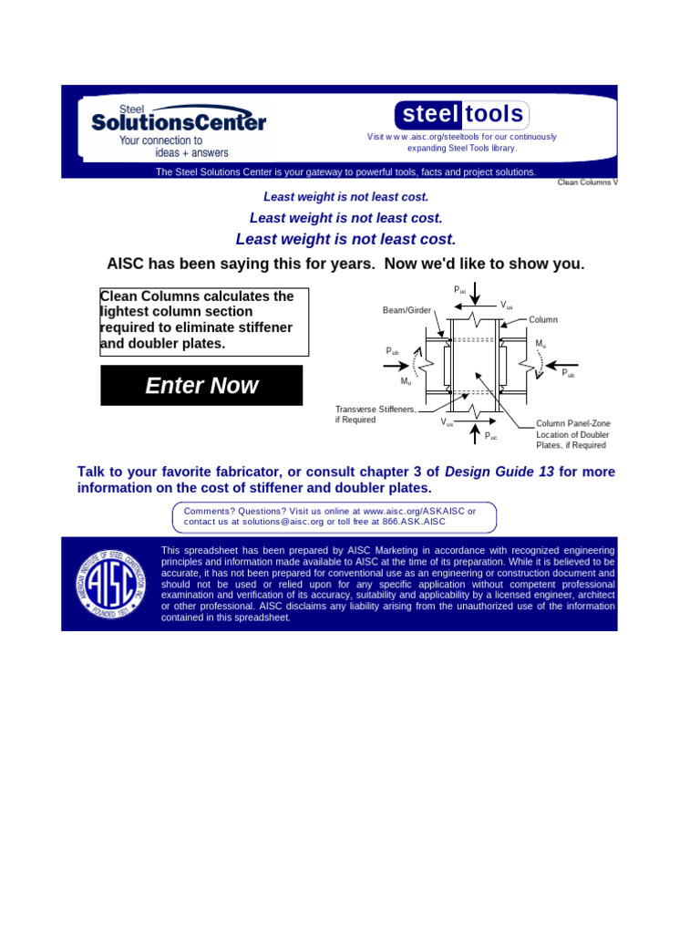 Aisc Clean Columns Worksheet | PDF