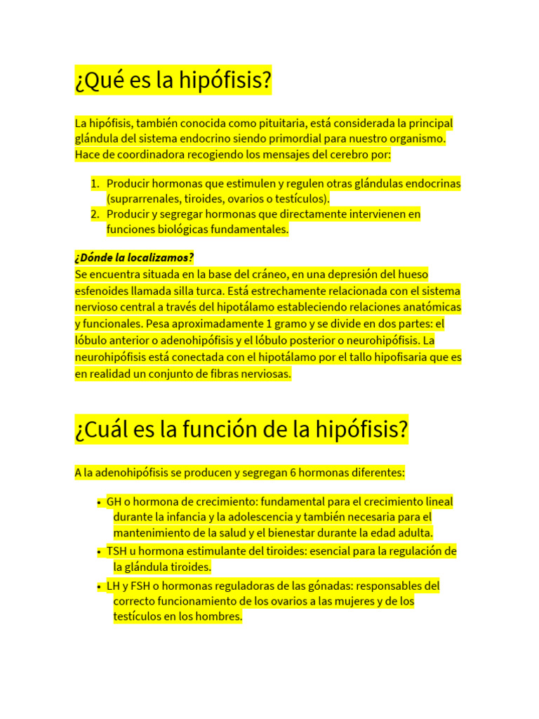 Qué Es La Hipófisis | PDF | Glándula pituitaria | Hipotálamo