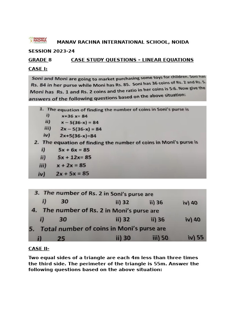 Maths-Case Study(Linear Equations) | PDF