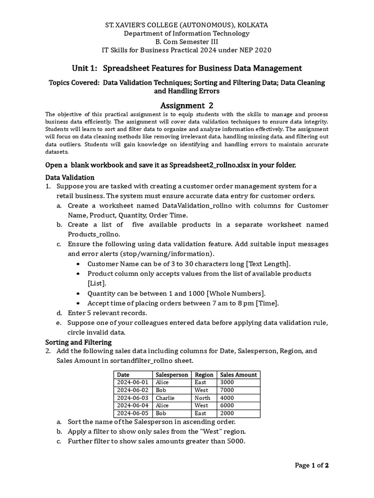 Sem III ITSB Unit 1 Assignment 2 2024 NEP Student | PDF