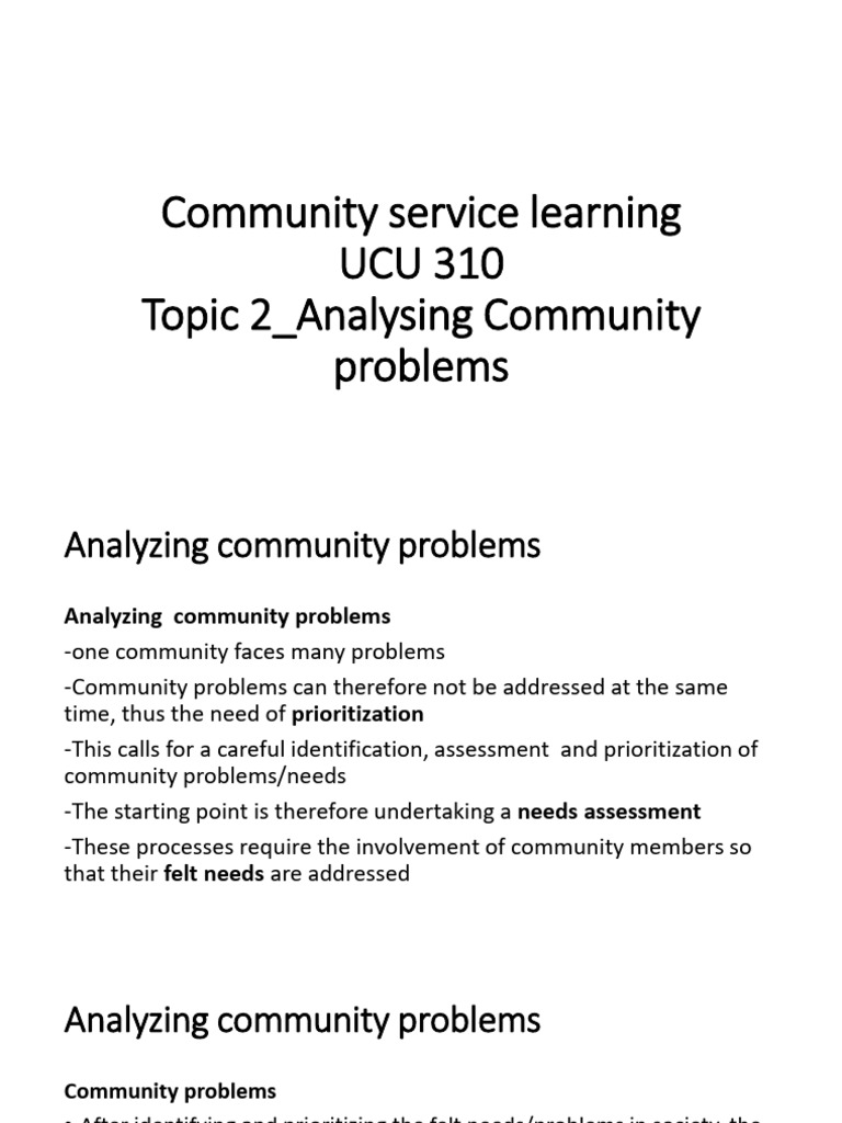 Topic 3 - Analysing Community Problems | PDF