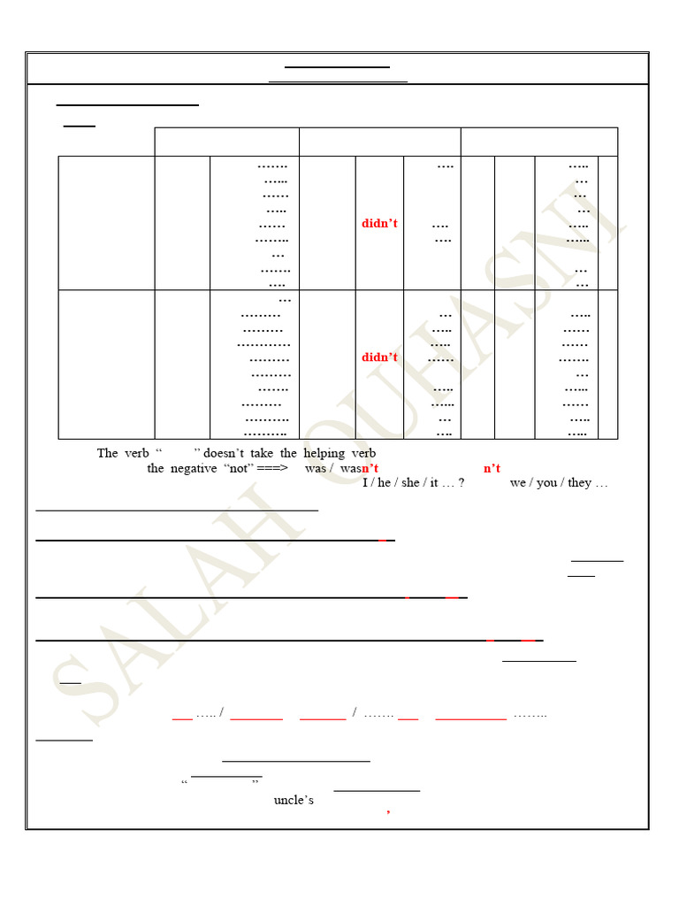 Grammar (The Past Simple Tense) | PDF