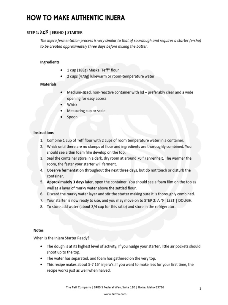 Injera Tutorial by Hana 1 | PDF