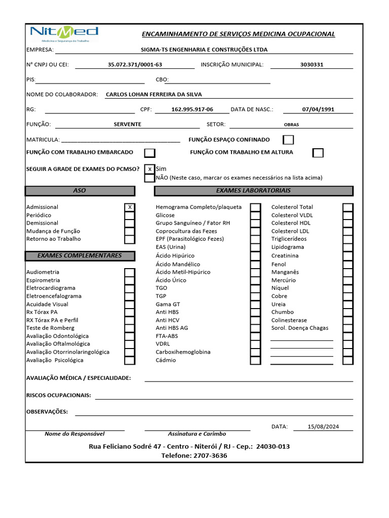 ENCAMINHAMENTO - CLÍNICA - CARLOS LOHAN | PDF ENCAMINHAMENTO - CLÍNICA - CARLOS LOHAN | PDF