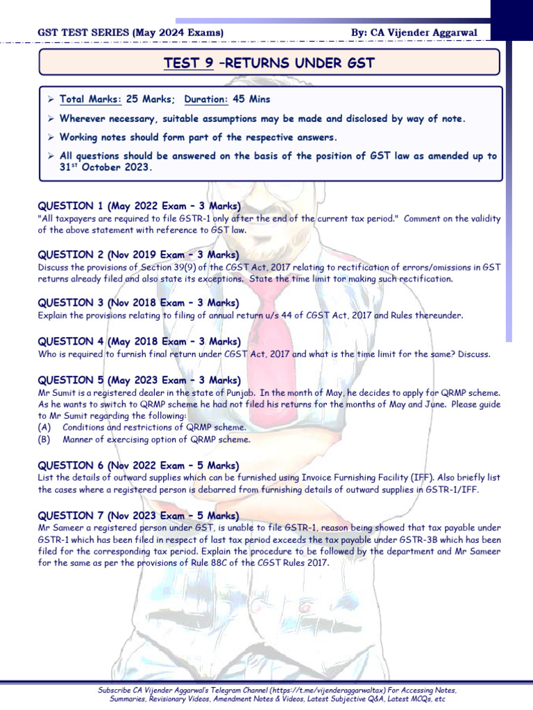 CA-Inter GST Test 9 - Returns (Paper) | PDF
