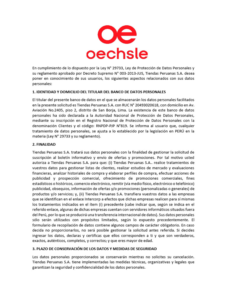 Condición Legal Oechsle | PDF