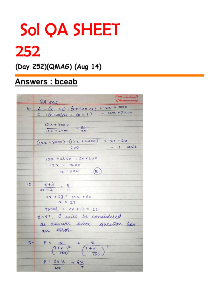 VGA QA sol sheet-20 | PDF