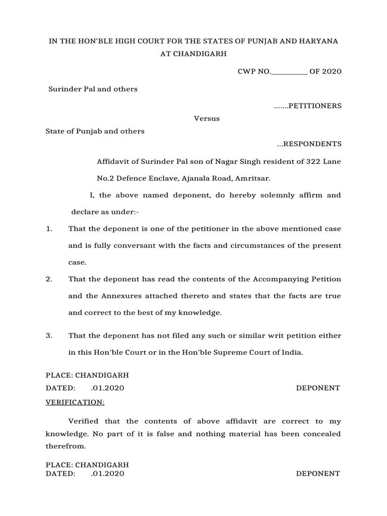 Affidavit Writ | PDF | Law