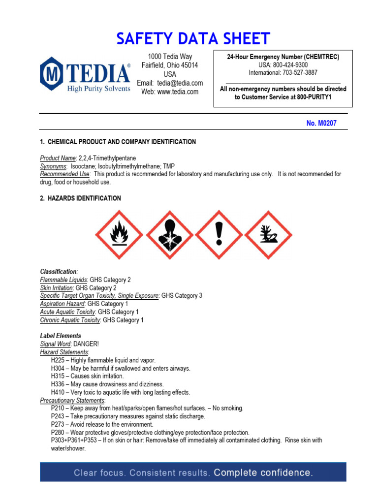 2,2,4-Trimethylpentane M Tedia | PDF
