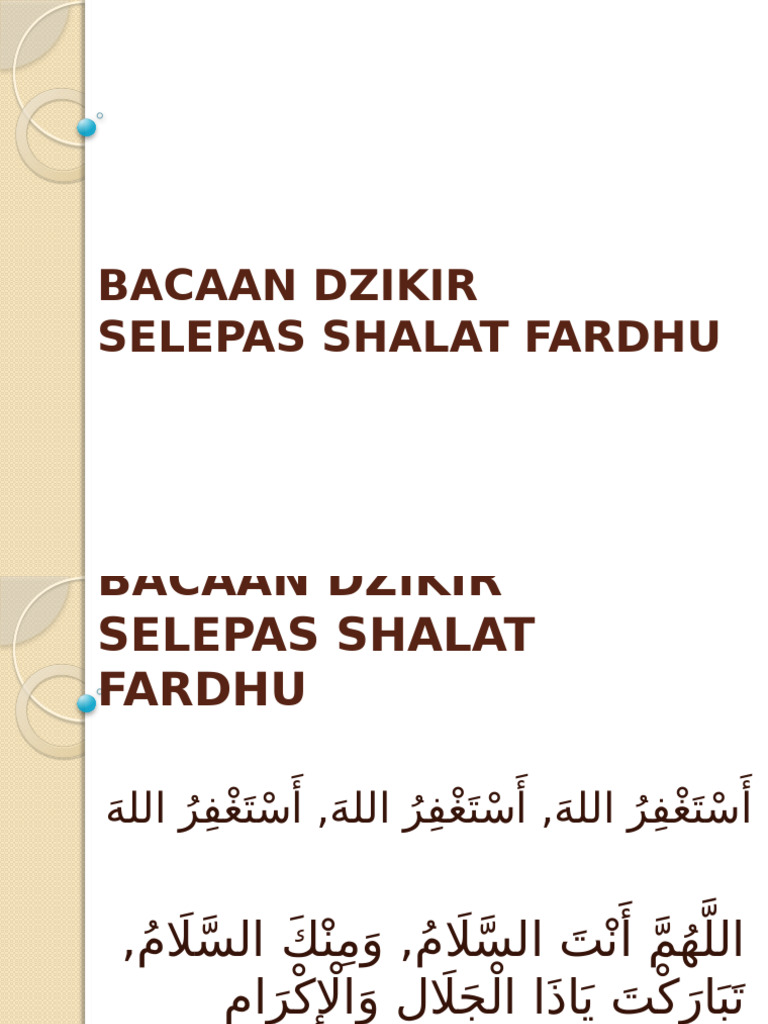 PPT Bacaan Dzikir Selepas Shalat Fardhu | PDF