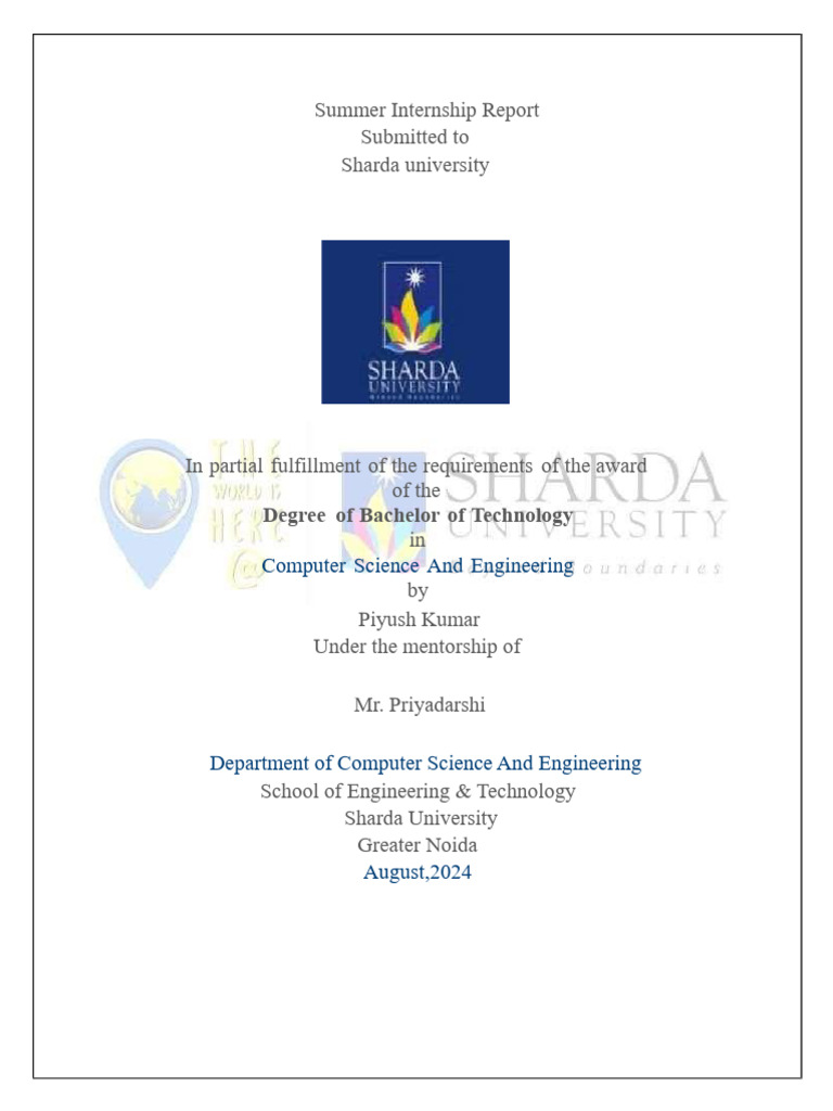 Internship Project Report Piyush 1 | PDF