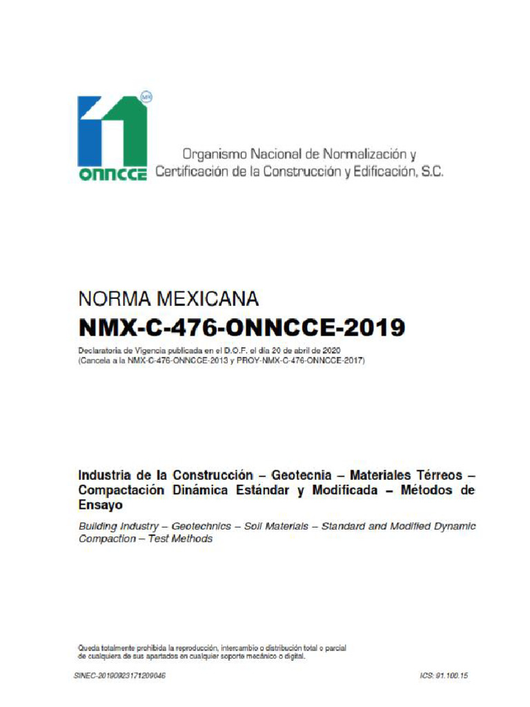 NMX-C-476-2019 Comp-Dinam-Est - Mod | PDF