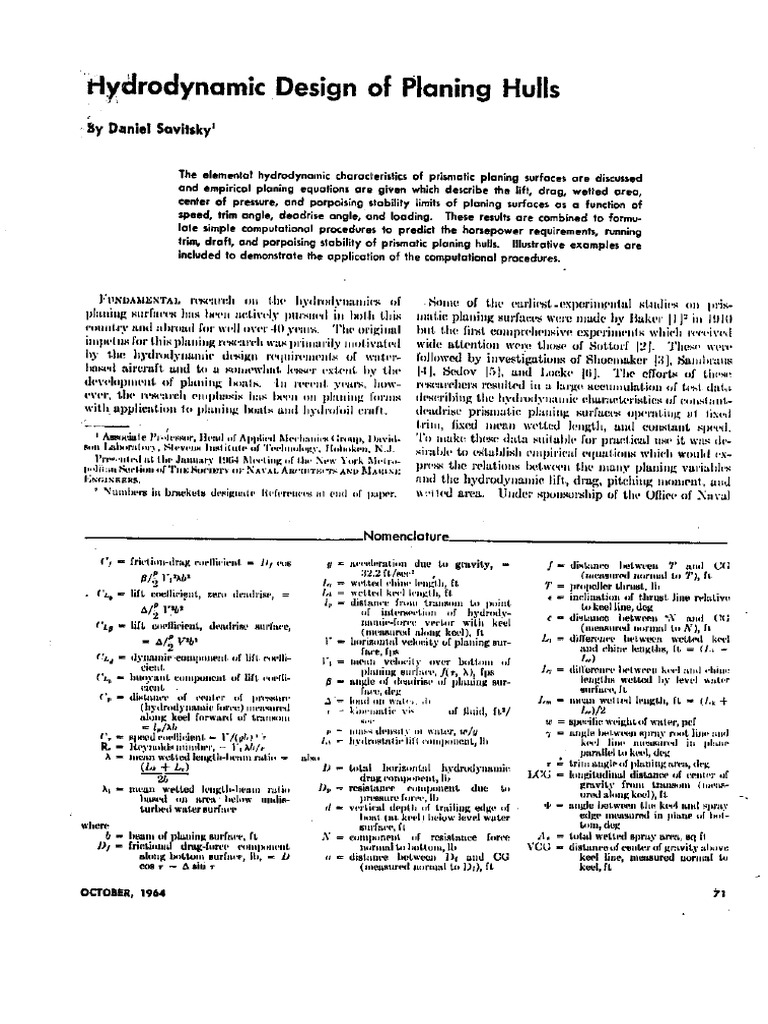 Hydrodynamic Design Of Planing Hulls Sav Pdf